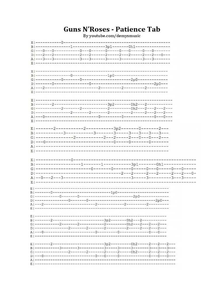 Guns N'Roses Patience Tab | PDF