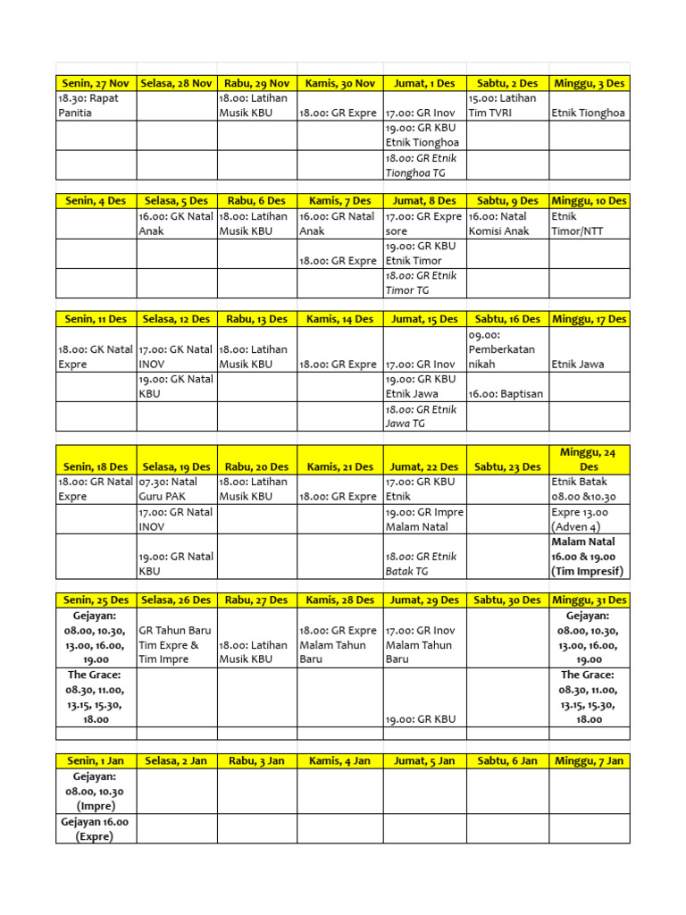 Jadwal Gladi Rangkaian Nataru 2023 | PDF