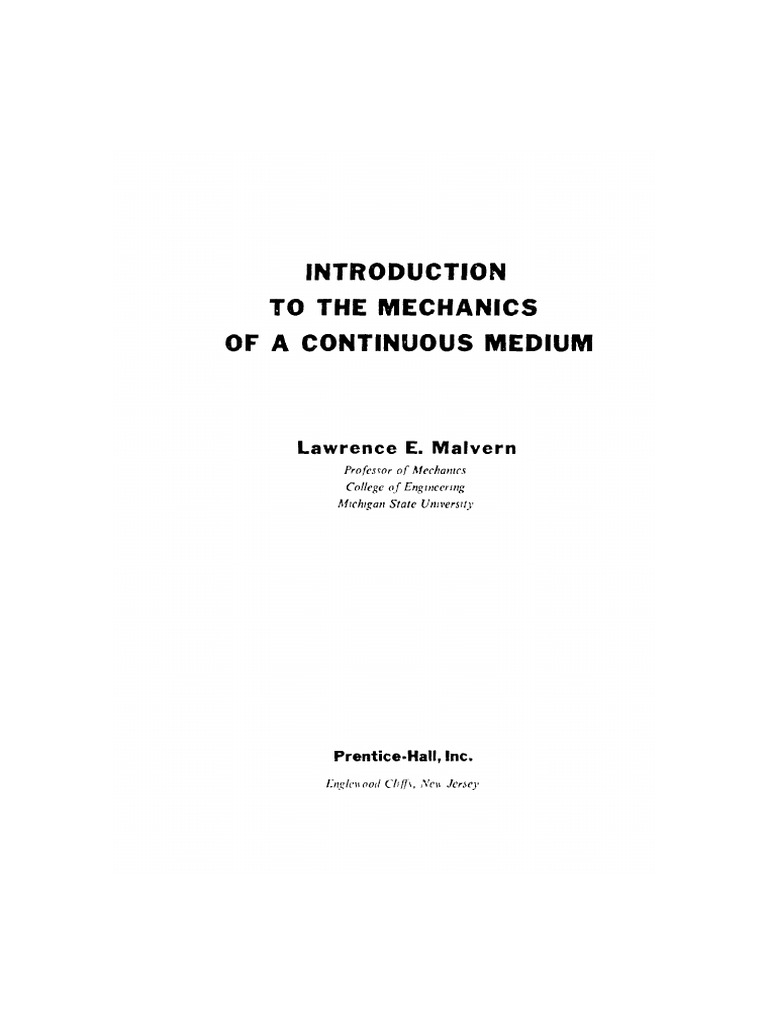 Intro Continum Mech Malvern | PDF