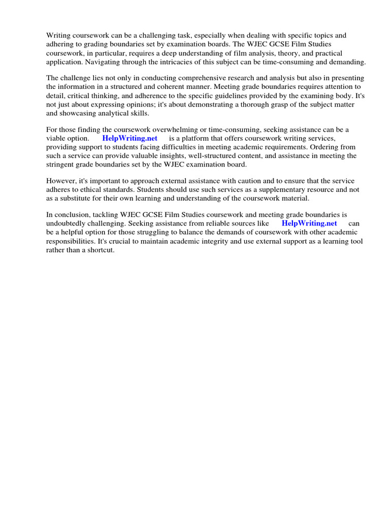 Wjec Gcse Film Studies Coursework Grade Boundaries | PDF Wjec Gcse Film Studies Coursework Grade Boundaries | PDF