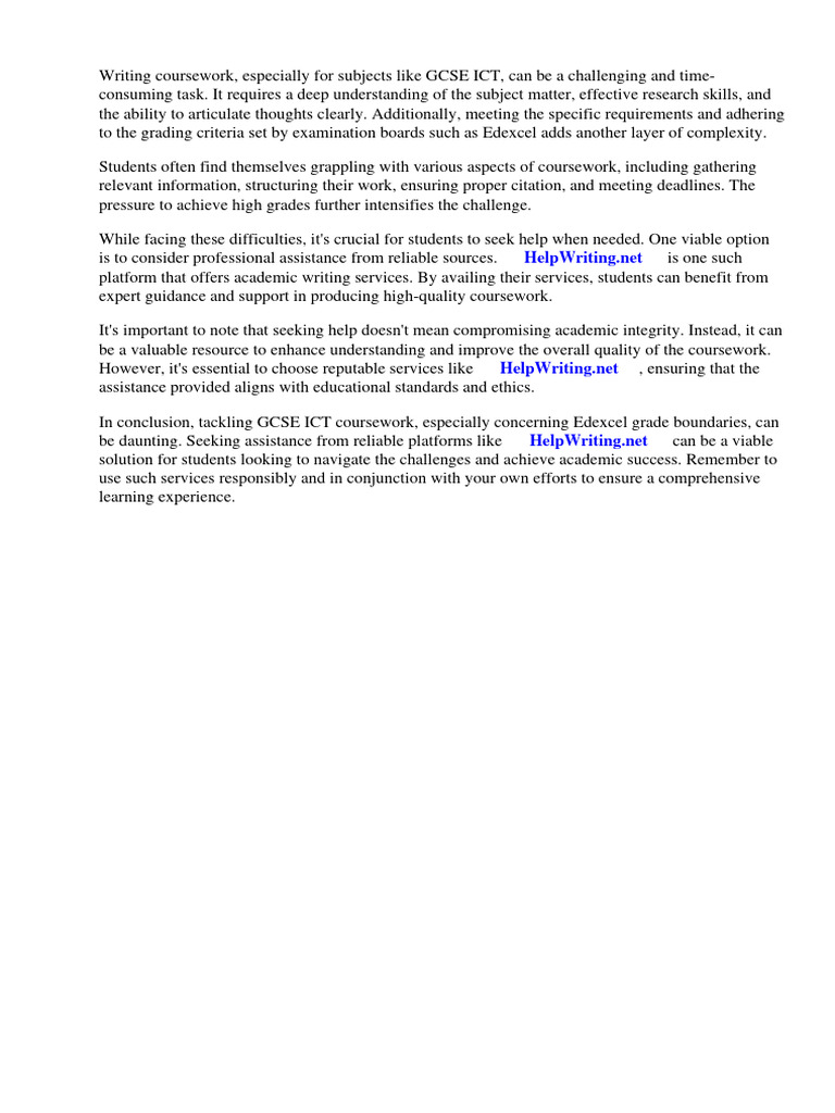 Gcse Ict Coursework Grade Boundaries Edexcel Pdf