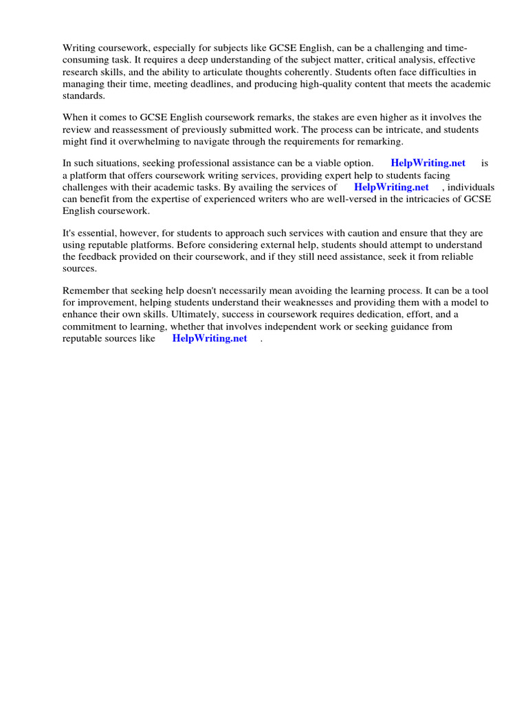 Gcse English Coursework Remark | PDF | Teachers | Advertising