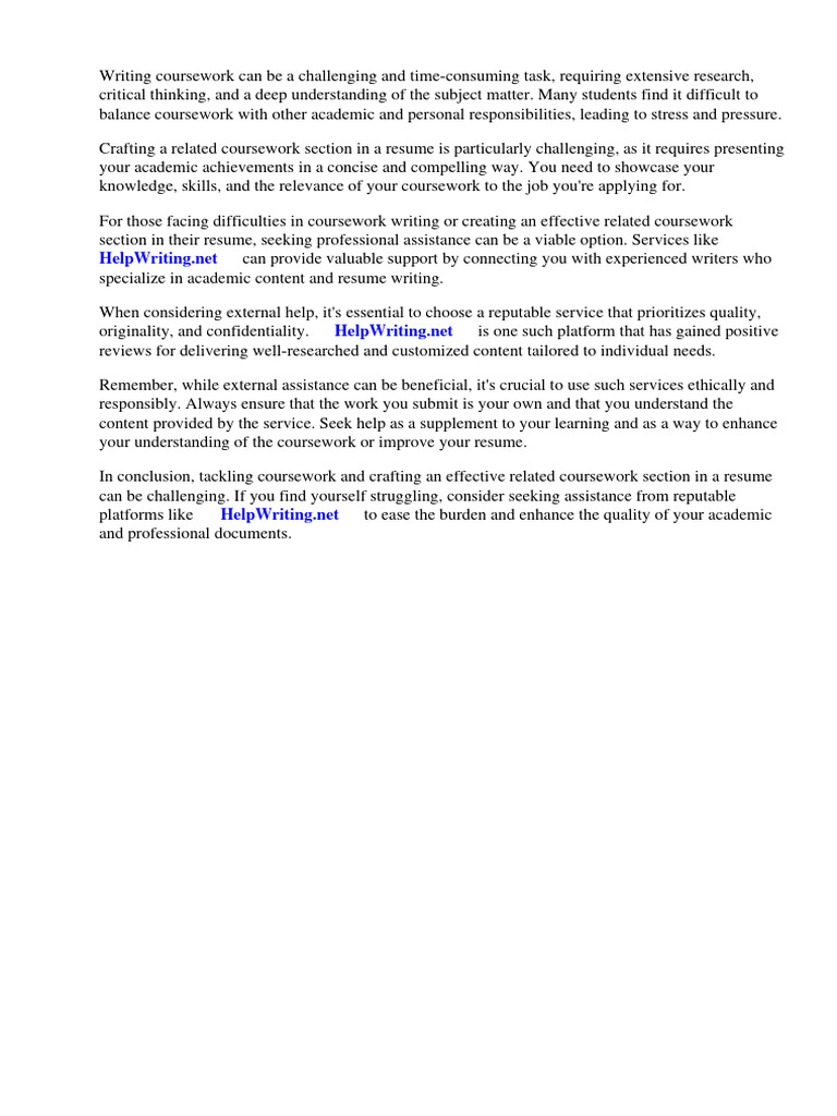 Related Coursework Resume Example | PDF | Résumé | Recruitment