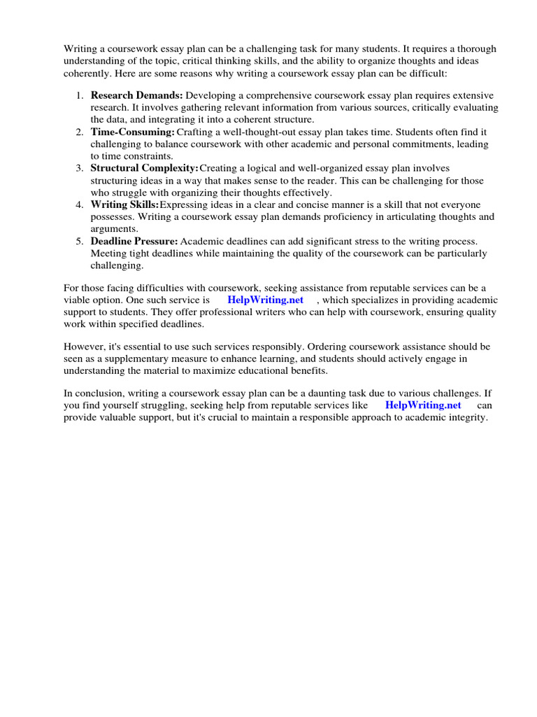 Coursework Essay Plan | PDF