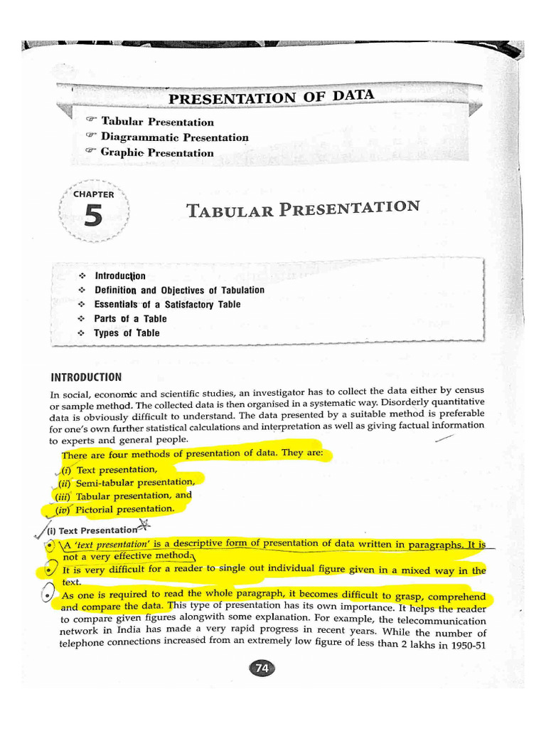 Presentation of Data | PDF