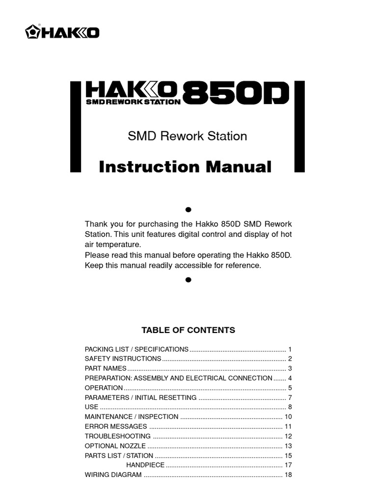 Hakko 850 Equipment Part 1 | PDF | Soldering | Electrical Engineering