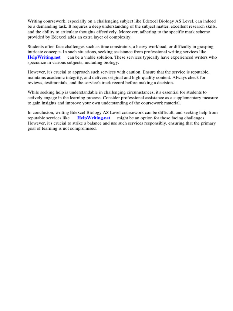 Edexcel Biology As Level Coursework Mark Scheme | PDF | Psychology ...