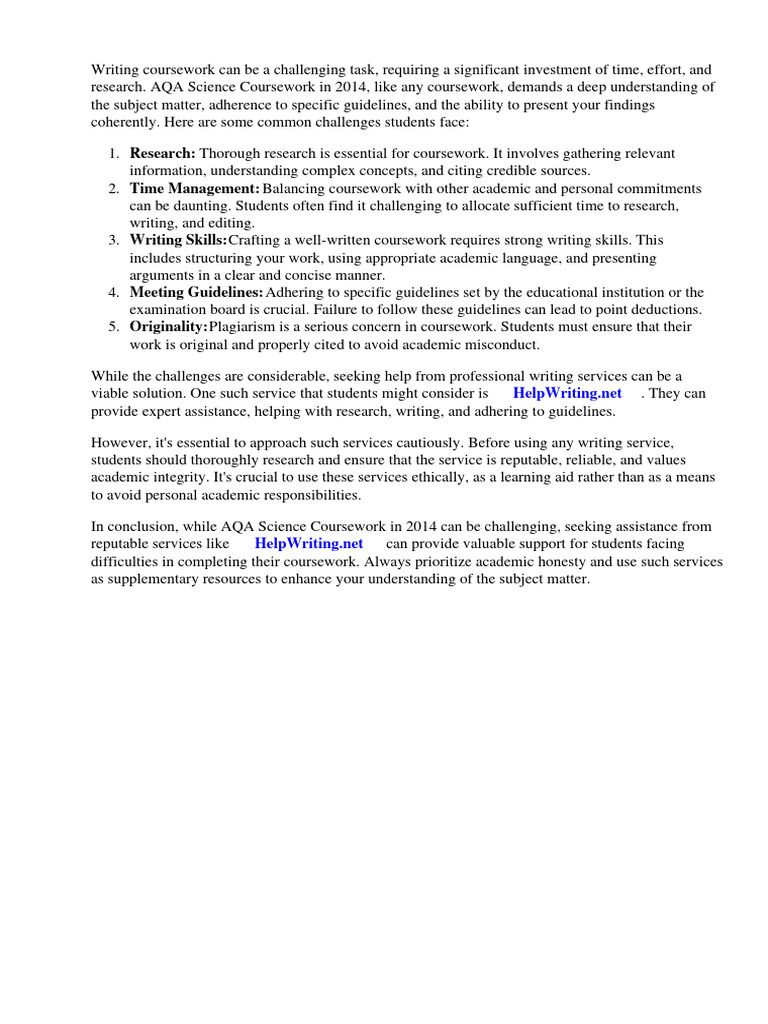 Aqa Science Coursework 2014 | PDF | Science | Plagiarism
