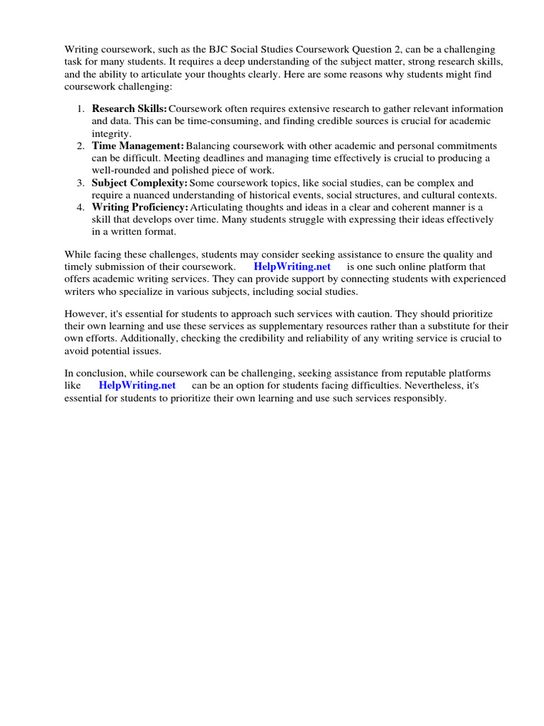 BJC Social Studies Coursework Question 2 | PDF | Thought