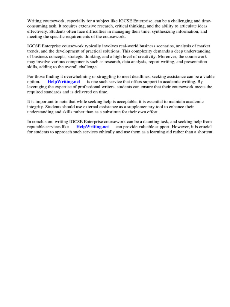 Igcse Enterprise Coursework Sample | PDF | Career & Growth | Art