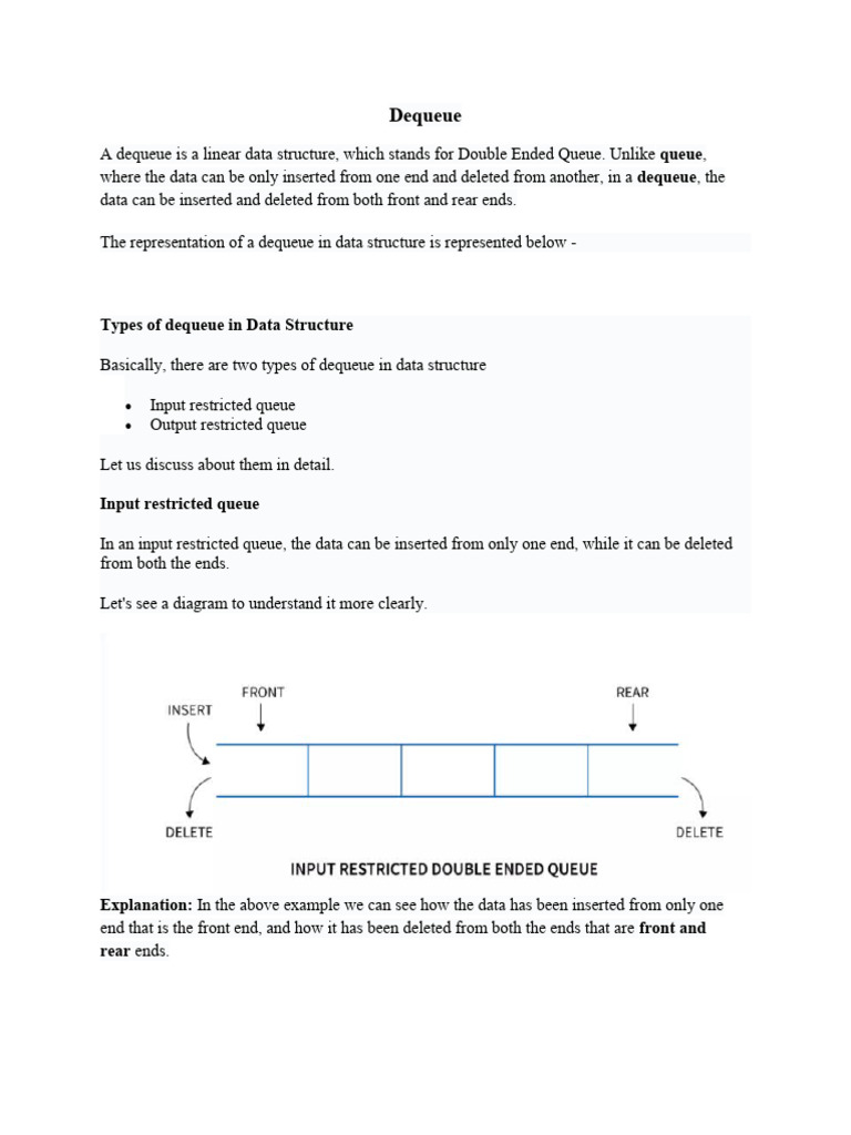 Dequeue | PDF | Queue (Abstract Data Type) | Computer Data
