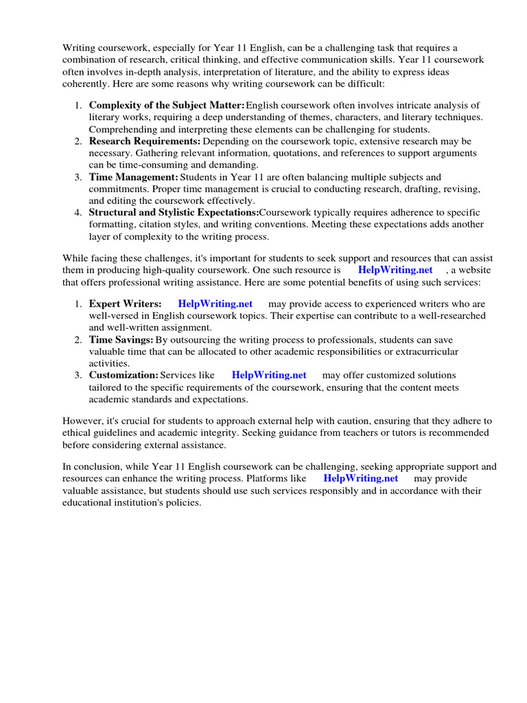 Year 11 English Coursework | PDF