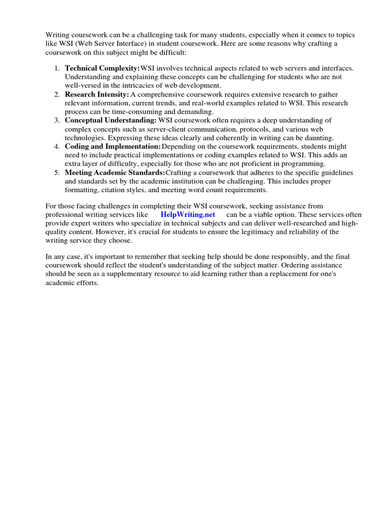 Wsi Student Course Work | PDF | Public Health | Consultant