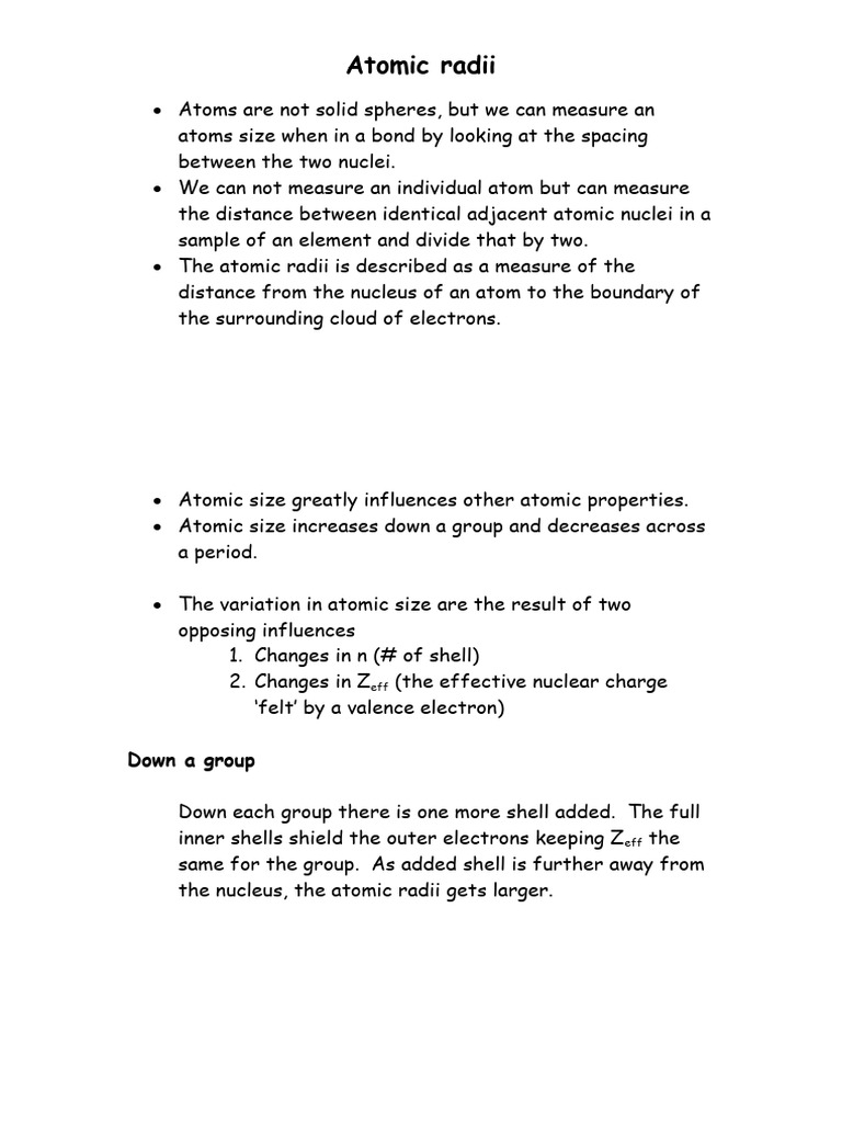 Atomic Radii | PDF | Science & Mathematics | Technology & Engineering