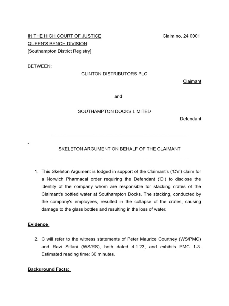 Skeleton Argument (NPO) | PDF | Discovery (Law) | Confidentiality