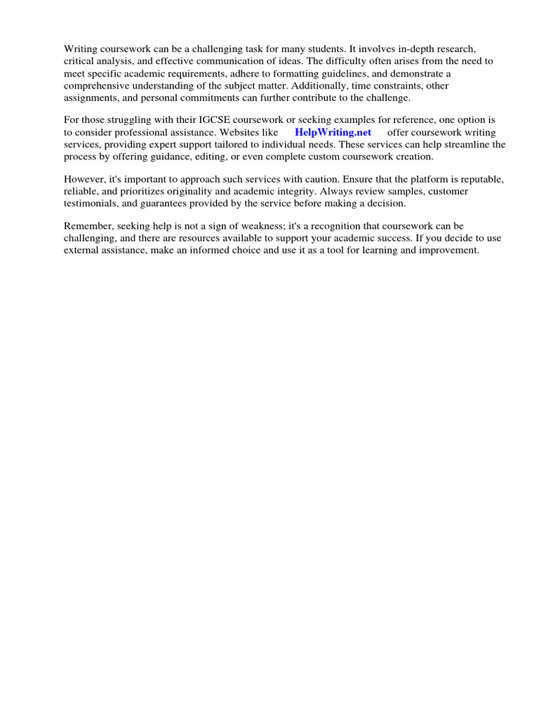 Igcse Coursework Examples Pdf