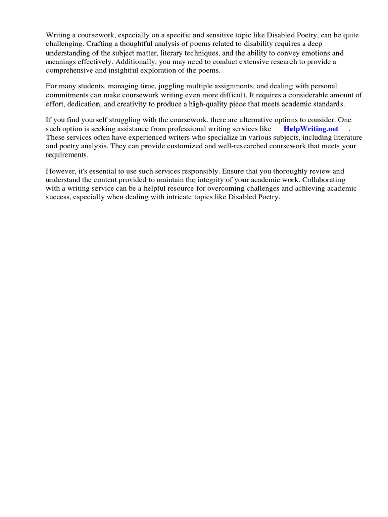 Disabled Poem Coursework | PDF