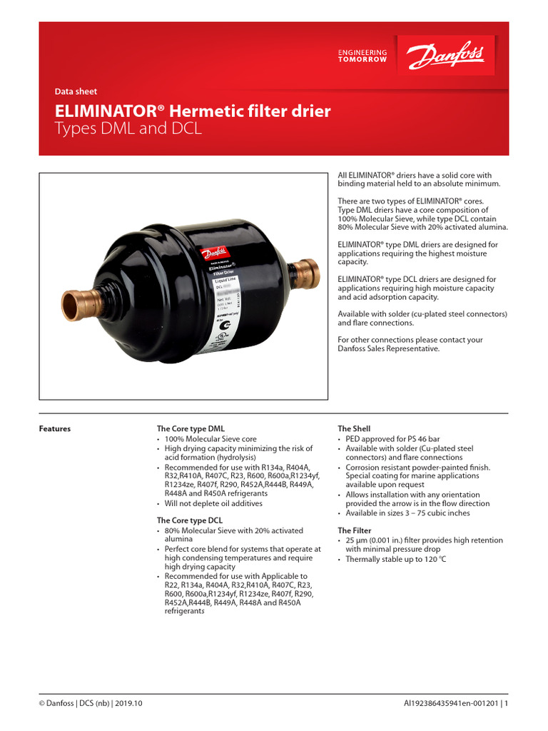 Danfoss DML Filter Driers v2 | PDF | Materials | Chemistry
