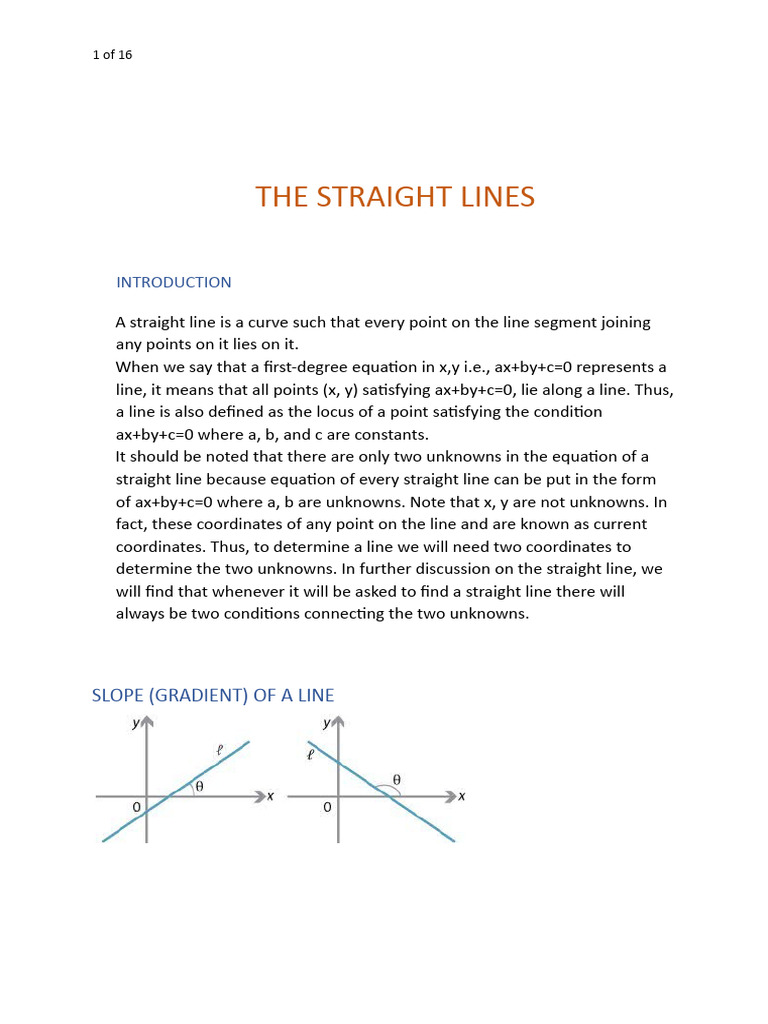Understanding Straight Lines and Slopes | PDF | Teaching Methods ...