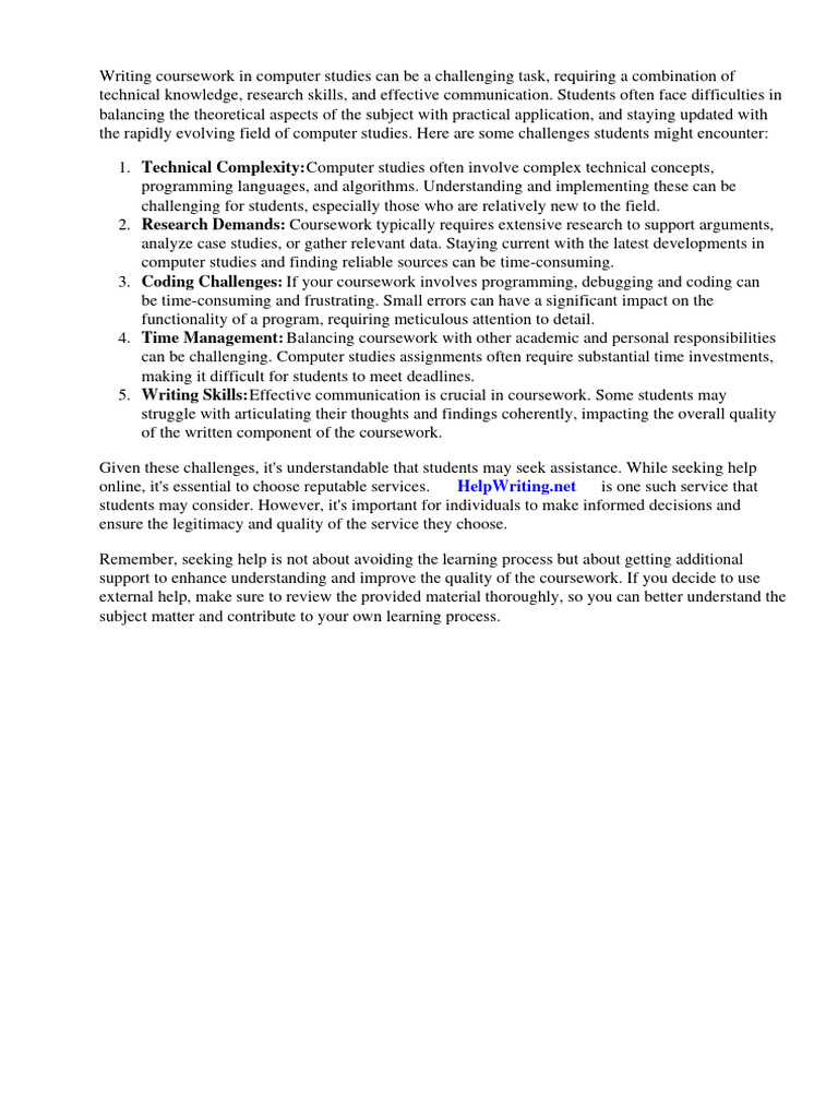 Computer Studies Coursework Topics | PDF | Computer Programming | Computer Science