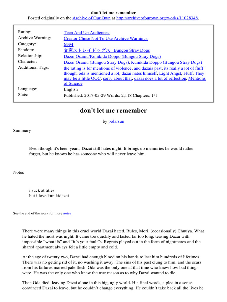 Dont Let Me Remember | PDF