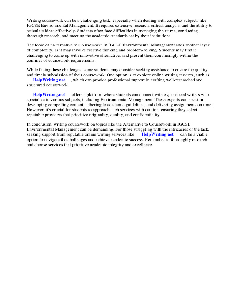 Alternative To Coursework Igcse Environmental Management Pdf Social Media Popular Culture