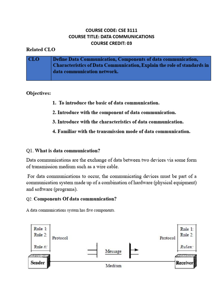 Data Communication Lecture 01 Pdf Duplex Telecommunications Communication