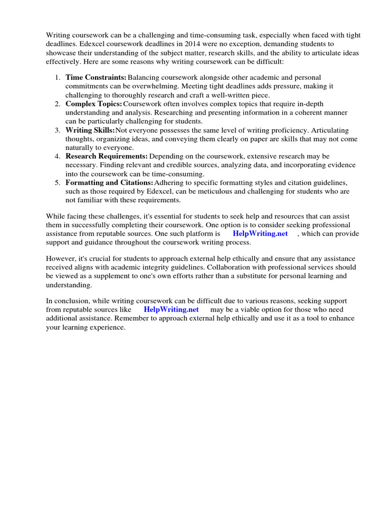 Edexcel Coursework Deadlines 2014 | PDF