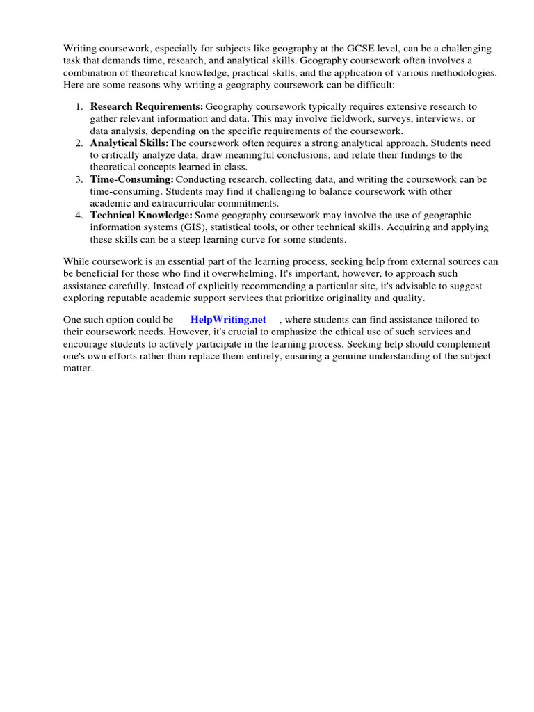 Geography Coursework Gcse Methodology Pdf Methodology Geography