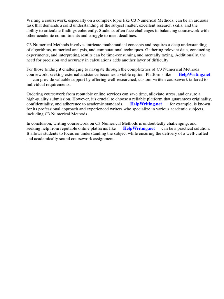 c3 Numerical Methods Coursework Example | PDF