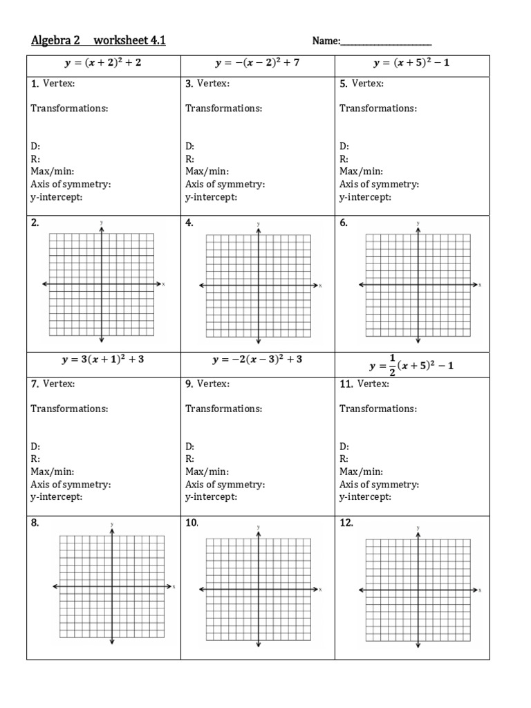 Alg 2 Unit 4 Worksheets and PT | PDF | Quadratic Equation | Algebra