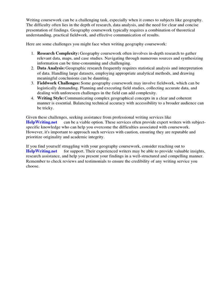 Geography Coursework Purpose Of Investigation Pdf Geography Tourism