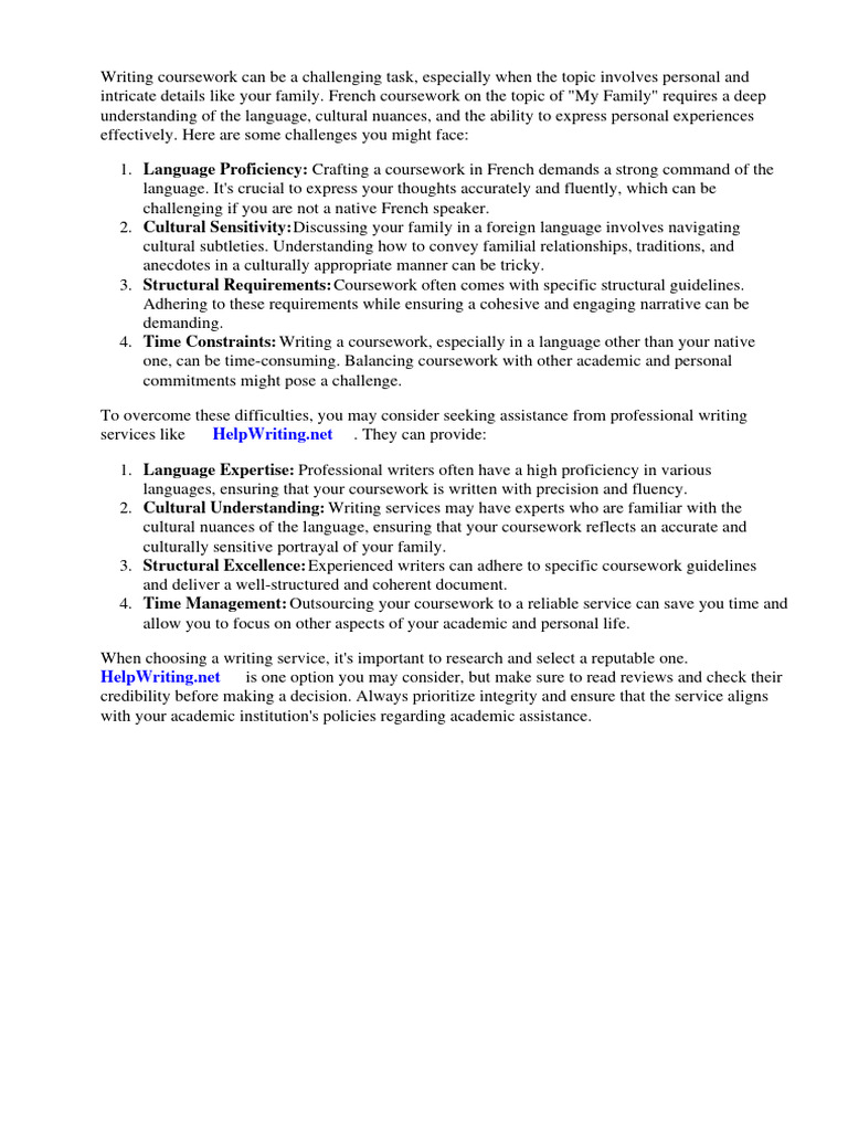 French Coursework My Family | PDF | Phonics | Social Media