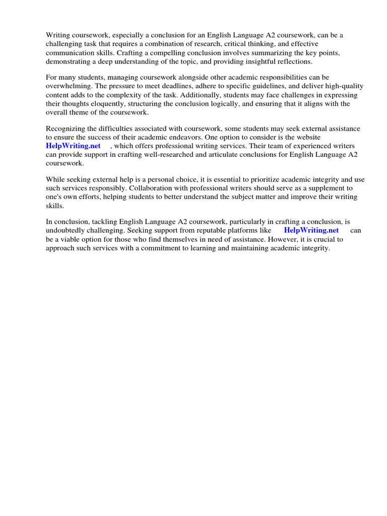 English Language A2 Coursework Conclusion | Download Free PDF | Thought ...