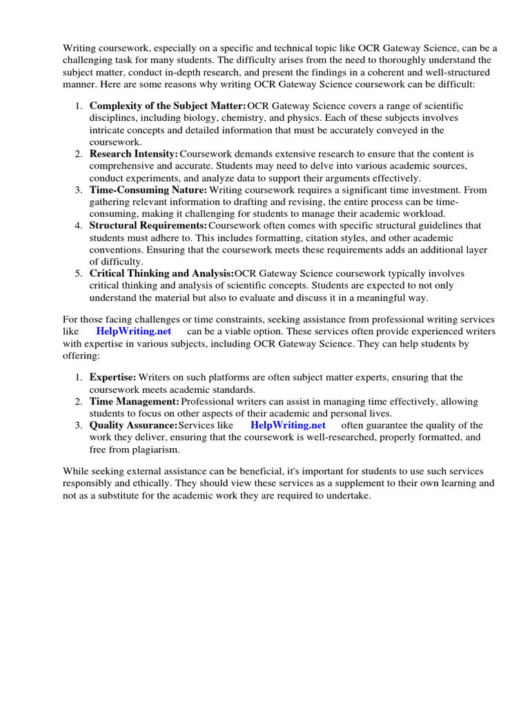 Ocr Gateway Science Coursework | PDF | Expert | Google Play