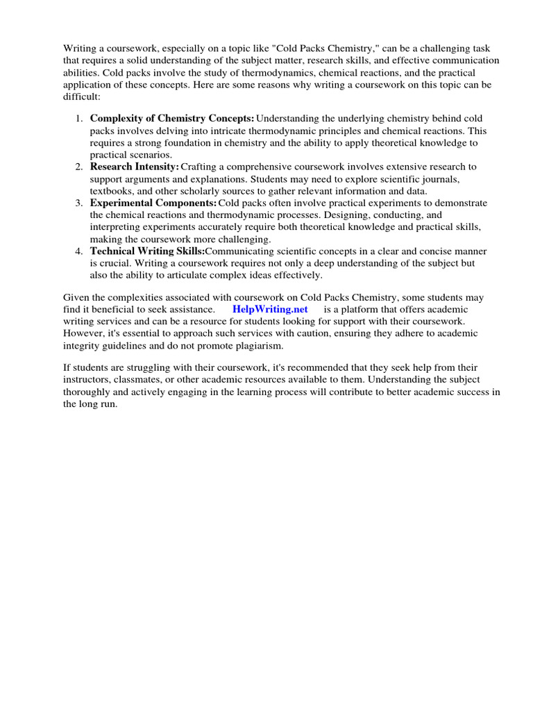 Cold Packs Chemistry Coursework | PDF | Solvation | Gases