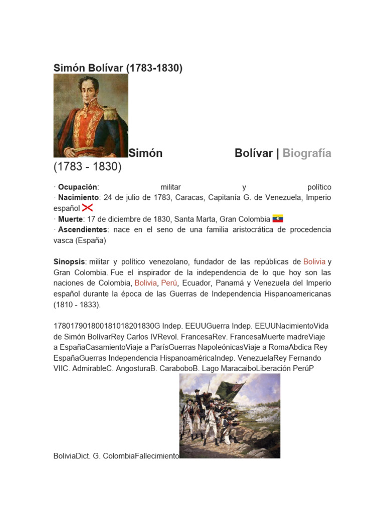 Vida de Simón Bolívar Imprimir | PDF | America latina | América del Sur