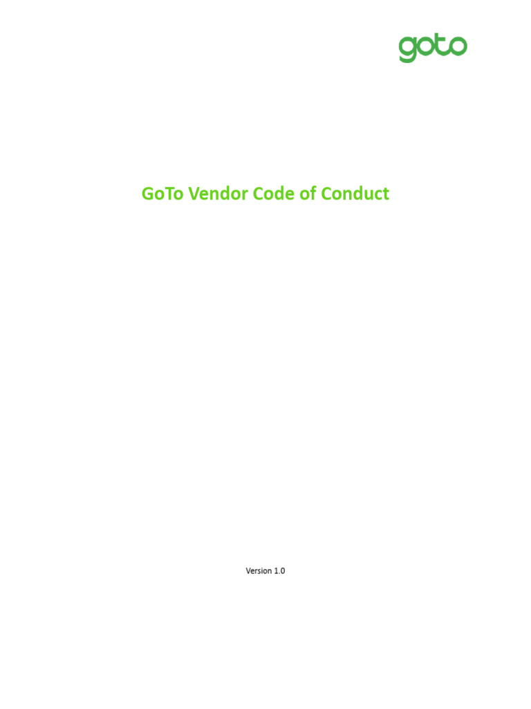GoTo Vendor Code of Conduct v.1 | PDF | Money Laundering | Sustainability