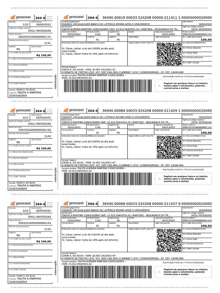 Boletos Da Martseg SAUDE OCUPACIONAL | PDF