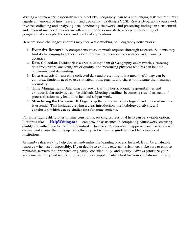 Geography Coursework Gcse Rivers | PDF | River | Geography