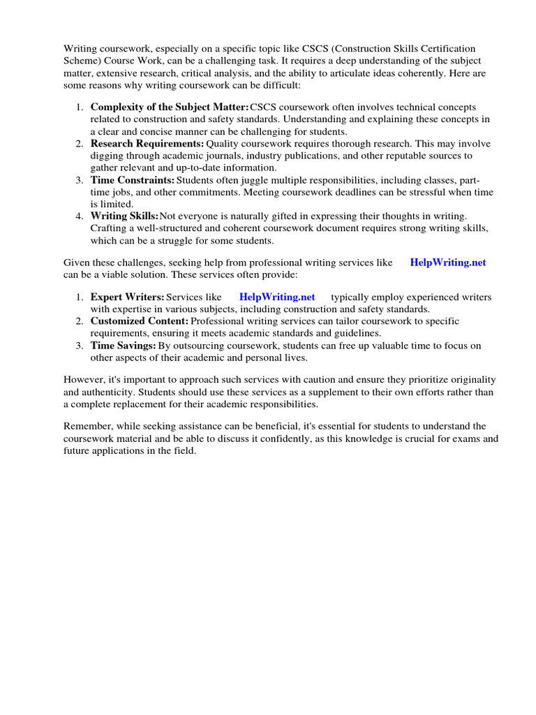 Cscs Course Work | PDF | Expert | Academic Degree