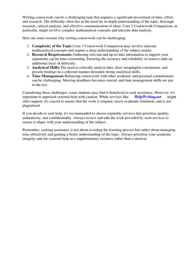 Core 3 Coursework Comparison | PDF | Information | Mathematics