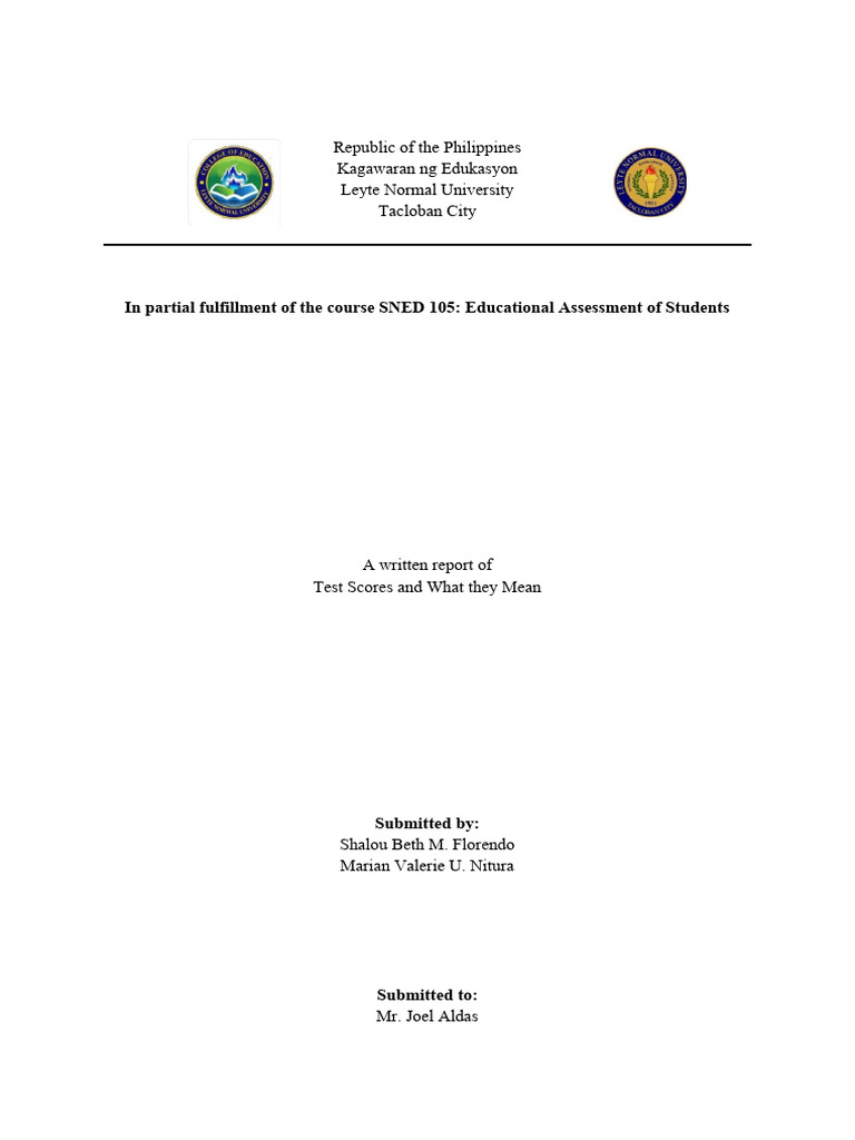 Written Report On Types of Scores and What They Mean | PDF | Standard ...