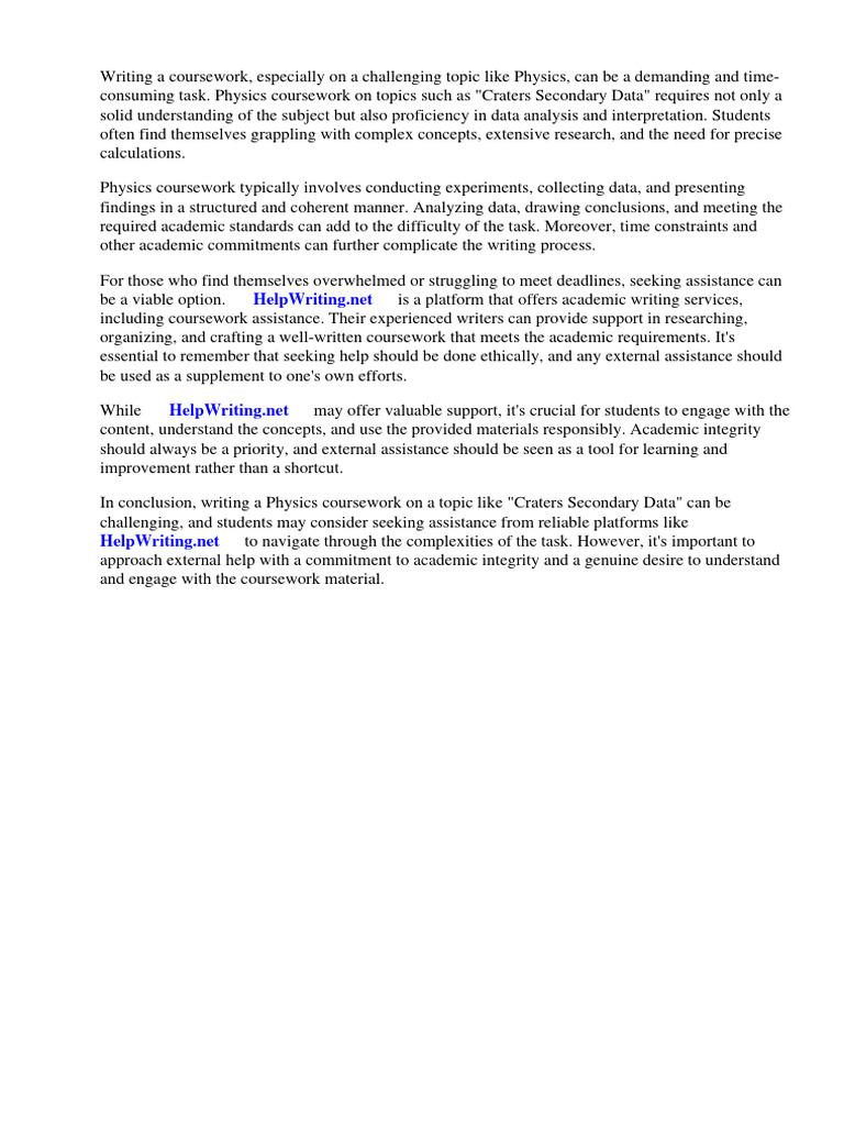 Physics Coursework Craters Secondary Data | PDF | Impact Crater | Meteorite
