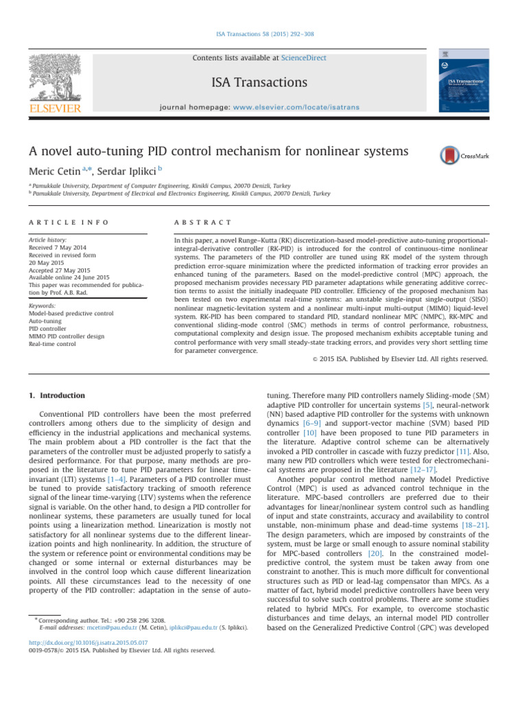2015-Article-MeriçÇetin-ISA Transactions-A Novel Auto-Tuning PID ...
