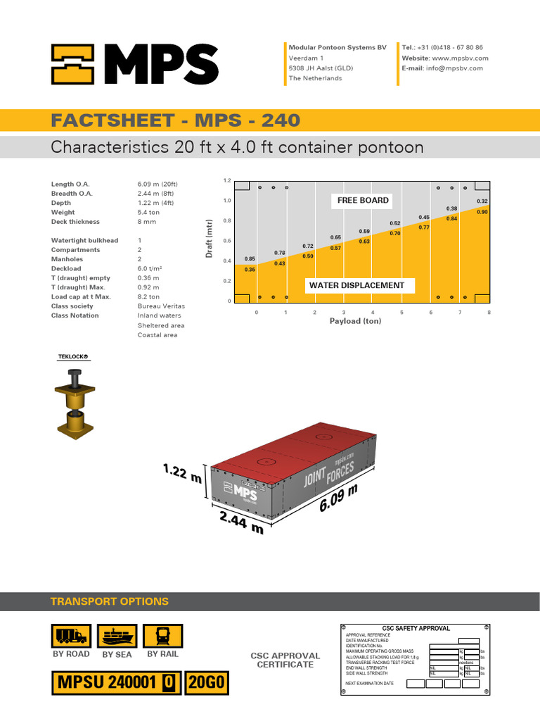 Pontoon Modular - MPS-Factsheet-240 | PDF | Watercraft | Naval Warfare