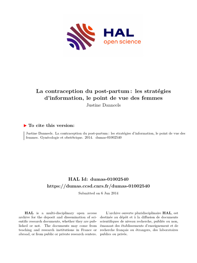 Contraception post-partum : avis des femmes | PDF | Contraception ...