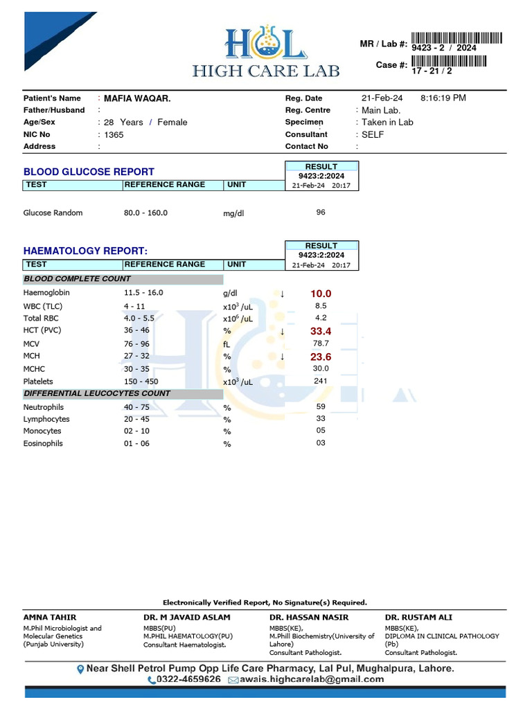 Blood Glucose Report: 21-Feb-24 Main Lab. 8:16:19 PM | PDF | White ...
