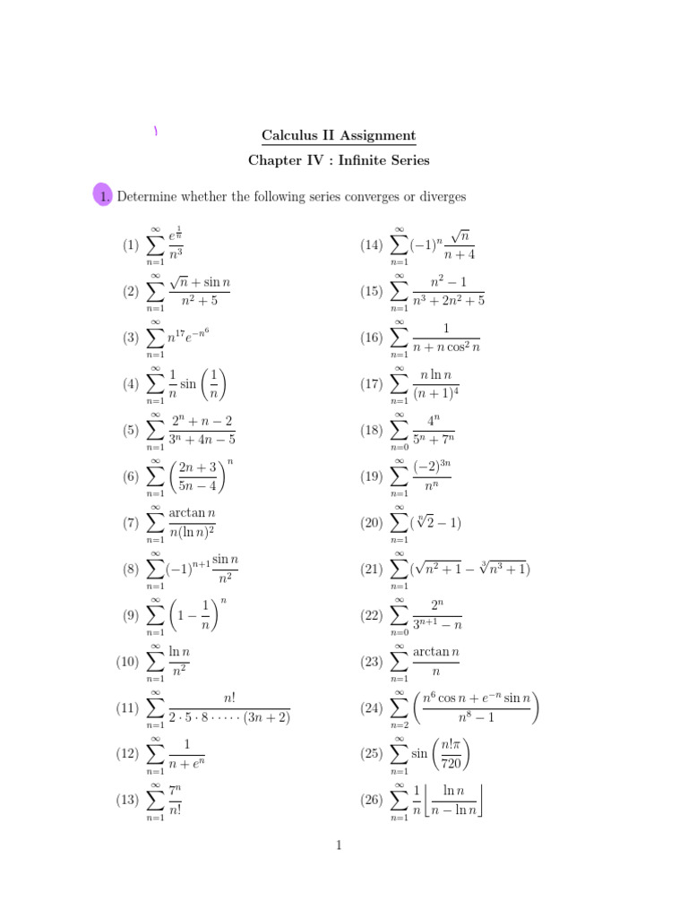 Assignment Calculus II - Chapter IV | PDF | Limit (Mathematics) | Series (Mathematics)