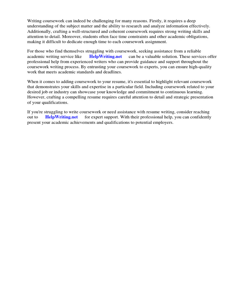 Adding Coursework To Resume | PDF | Résumé | Internship